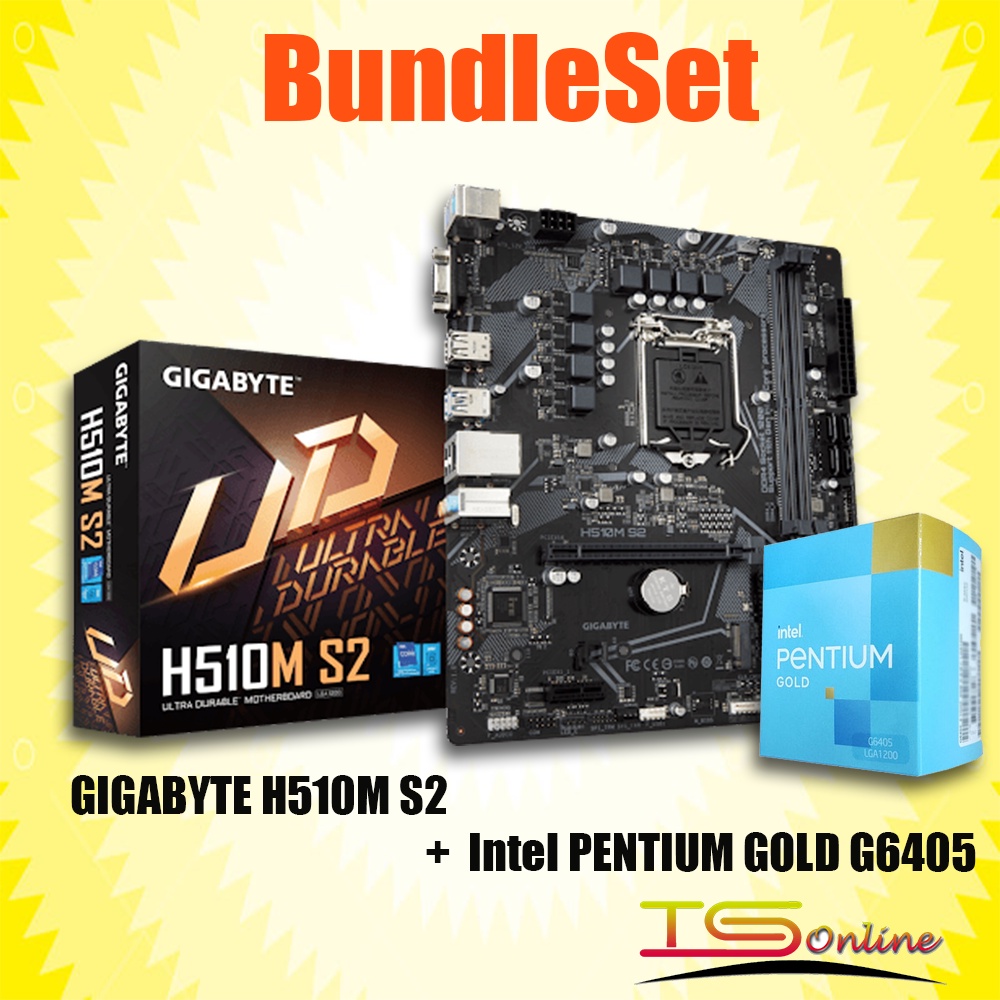 Intel Pentium Gold G6405 G6400 LGA1200 2 Cores 4 Threads Processor + GIGABYTE H510M S2 INTEL ...