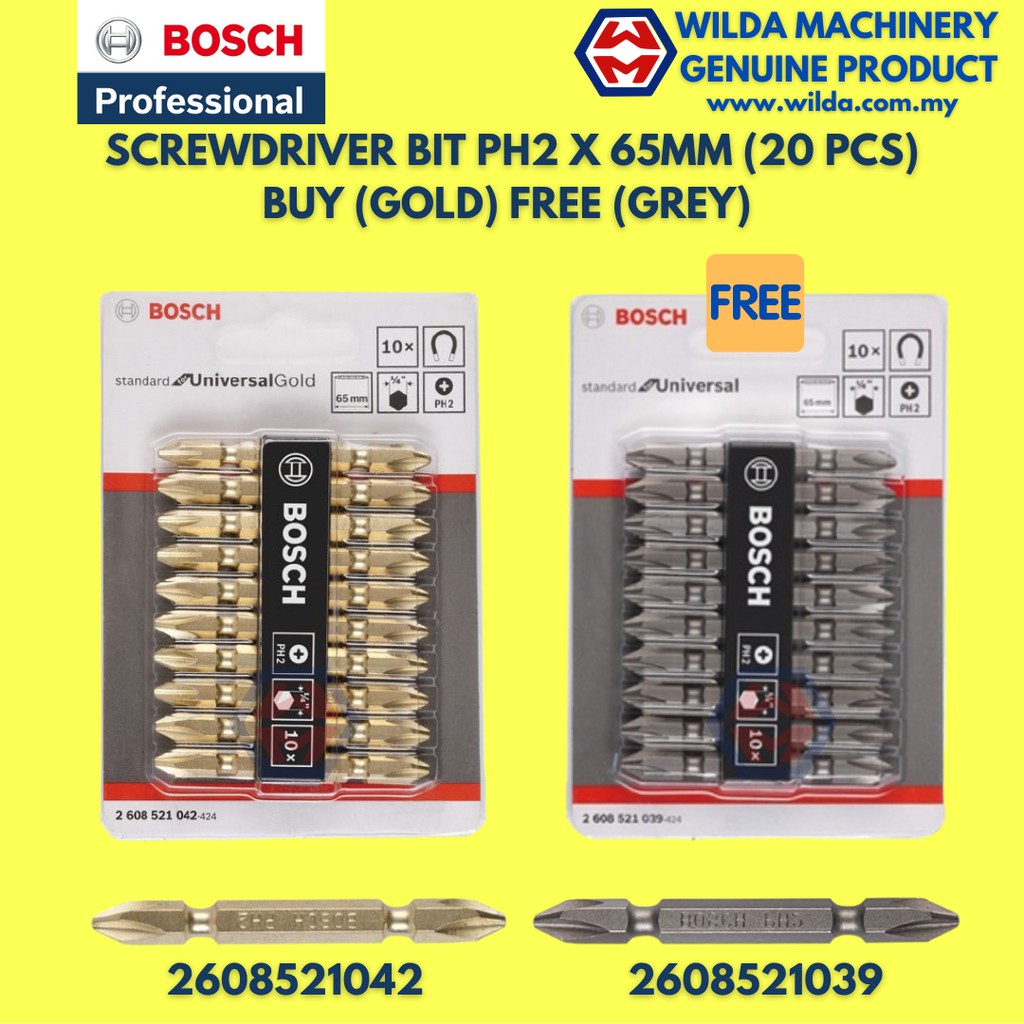 BOSCH Double Ended Screwdriver Bits 10PCS 2608521039 & 10PCS 2608521042 PH2-65mm | Wilda ...