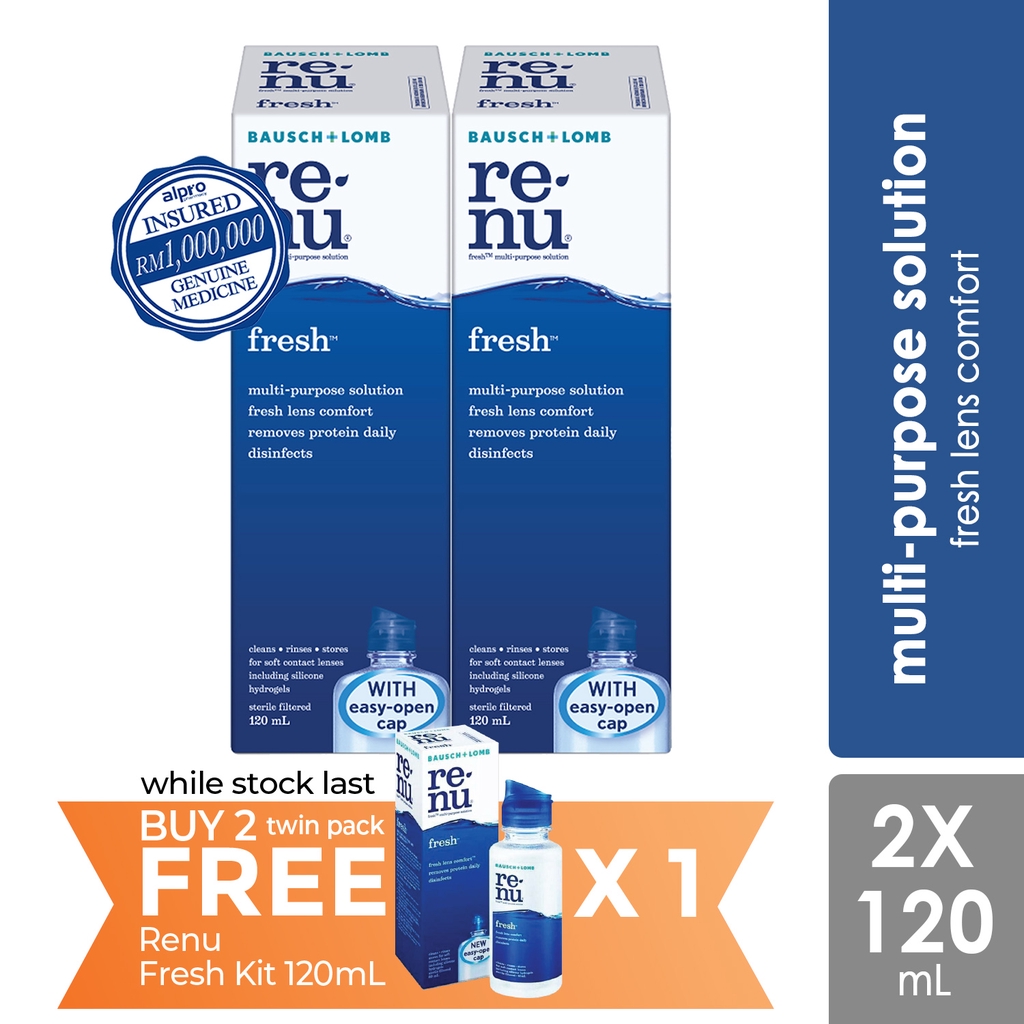 [Buy 2 Sets Free Renu Fresh Kits 120ml] Bausch+Lomb Renu Fresh ...