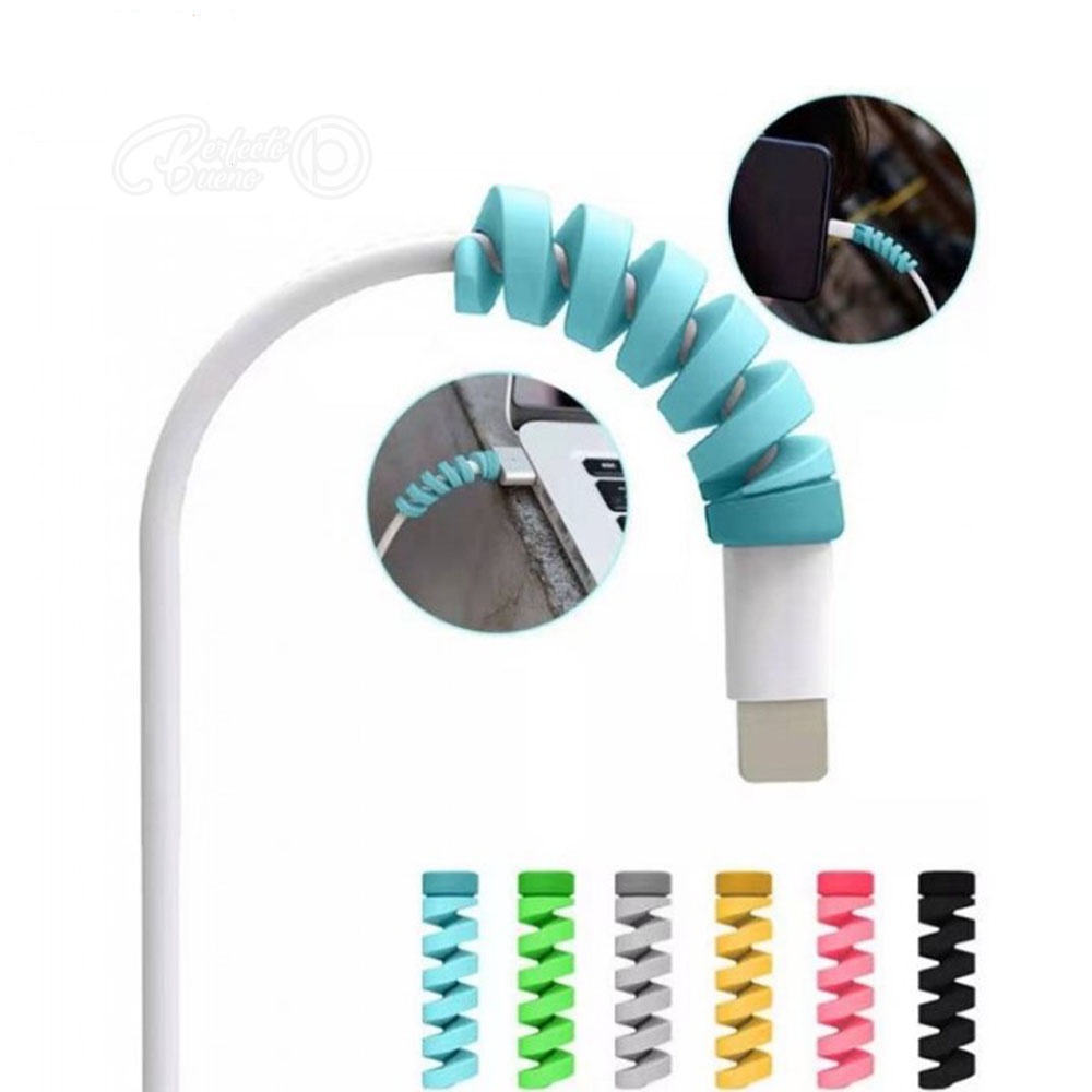 Universal Silicone Spiral USB Charge Cable Cord Protector Saver Cover ...