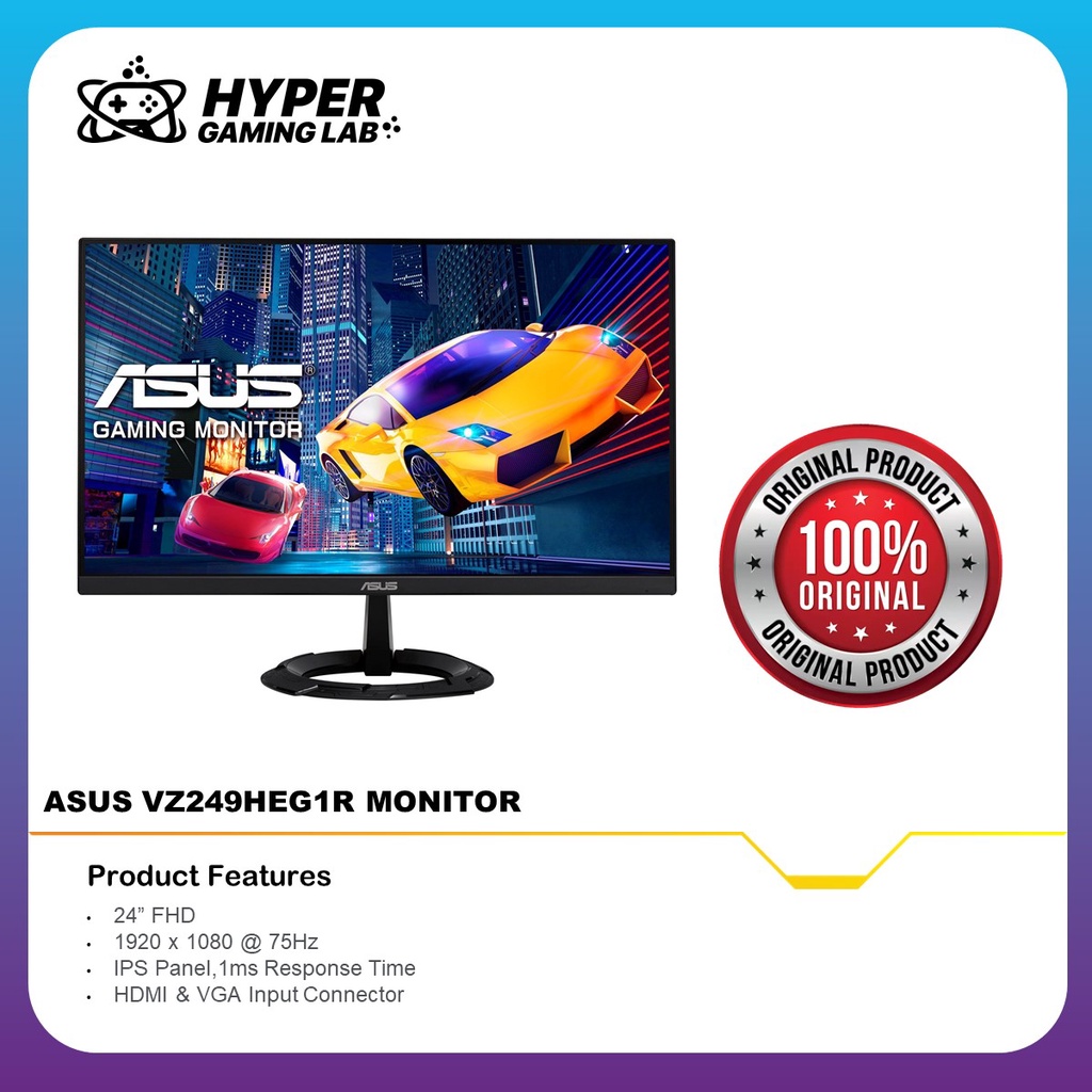 Asus 23.8" VZ249HEG1R FHD IPS 75Hz 1ms FreeSync Adaptive Sync UltraSlim ...