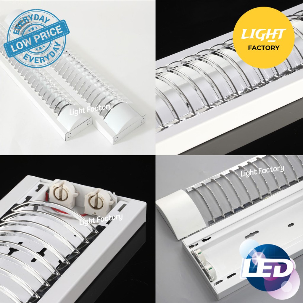 LED T8 Louver Fitting T8 Fitting Single Circuit Double Circuit Frosted Casing For T8 LED Double ...