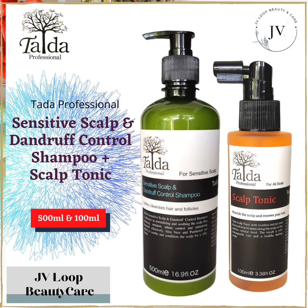TADA Prof Sensitive Scalp & Dandruff Control Shampoo 500ml + TADA Scalp ...