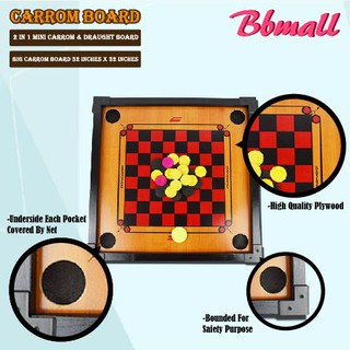 Wooden Carrom Board 2in1 Mini Draught Dam Haji Big Carrom Board Games ...