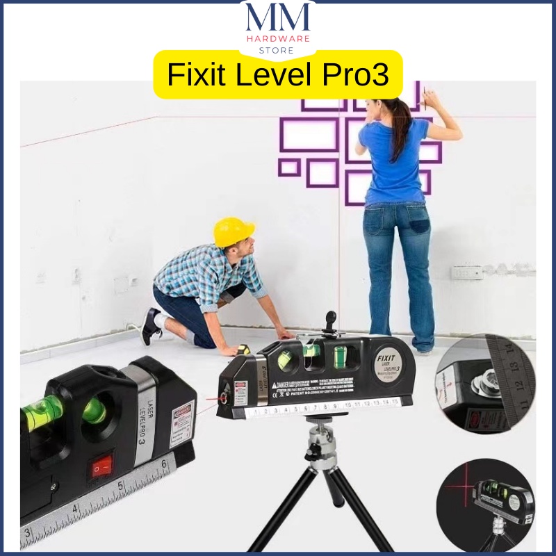 FIXIT LEVEL PRO 3 Laser Level 4 IN 1 Multifunctional Measurement Tools Tape Measure 8Ft,Spirit ...