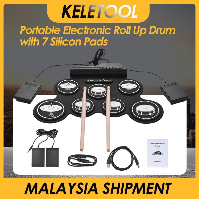 Electronic Drum Kit USB Silicon Drum Set 7 Drum Pads With Drumsticks ...