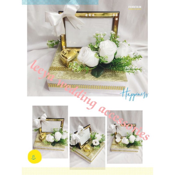 gubahan frame mas kahwin c/w bekas cincin(whitegold) | Shopee Malaysia