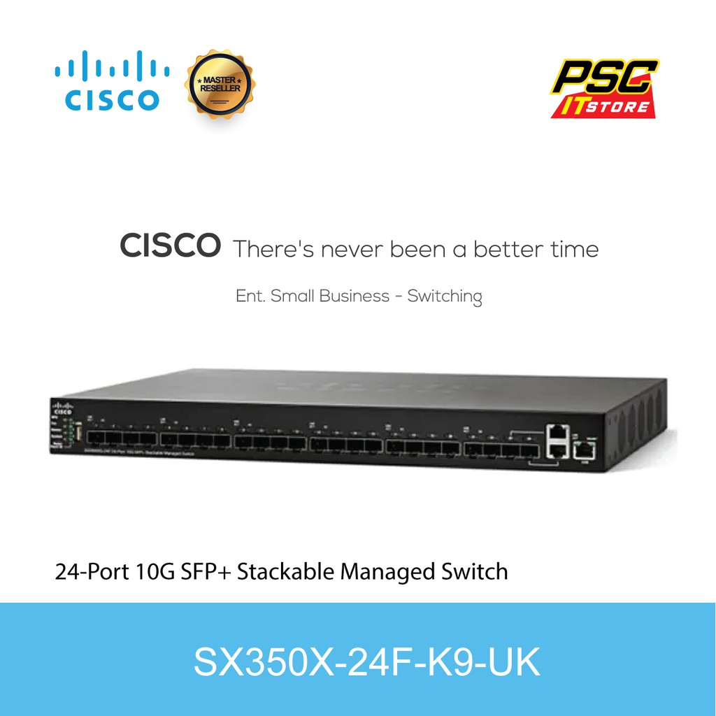 Cisco SX350X-24F-K9-UK 24-Port 10G SFP+ Stackable Managed Switch ...