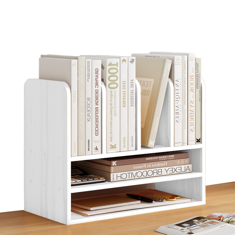 Ins style simple white bookrack tabletop rack multilayer storage rack ...