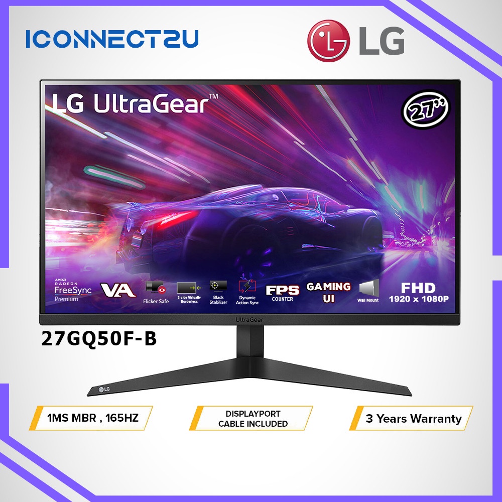 LG 27" 27GQ50F FHD VA 165Hz 1ms AMD Freesync Premium Gaming IU ...