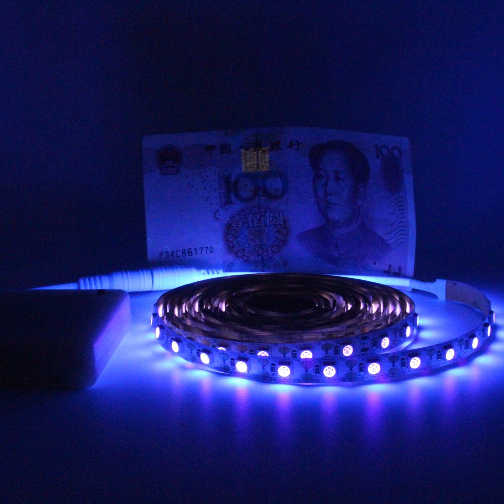 Battery operated UV Led Strip light 5050 SMD 60leds/m 395-405nm ...