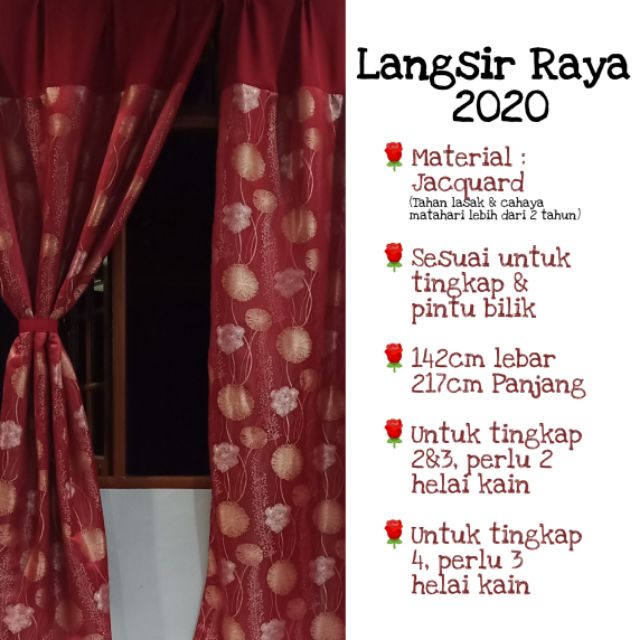 LANGSIR RAYA 2020 / CURTAIN JACQUARD kain tebal | Shopee Malaysia