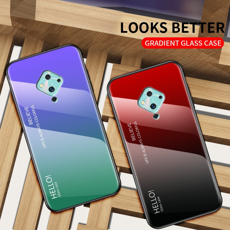 Vivo S1 Pro Case Glossy Gradient Tempered Glass Soft Frame Phone Case Cover Vivo S1 Pro VivoS1 ...