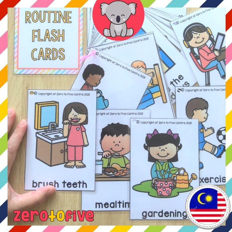Daily Routine Flash Card Kad Rutin Harian Speech Therapy Autism Kad ...