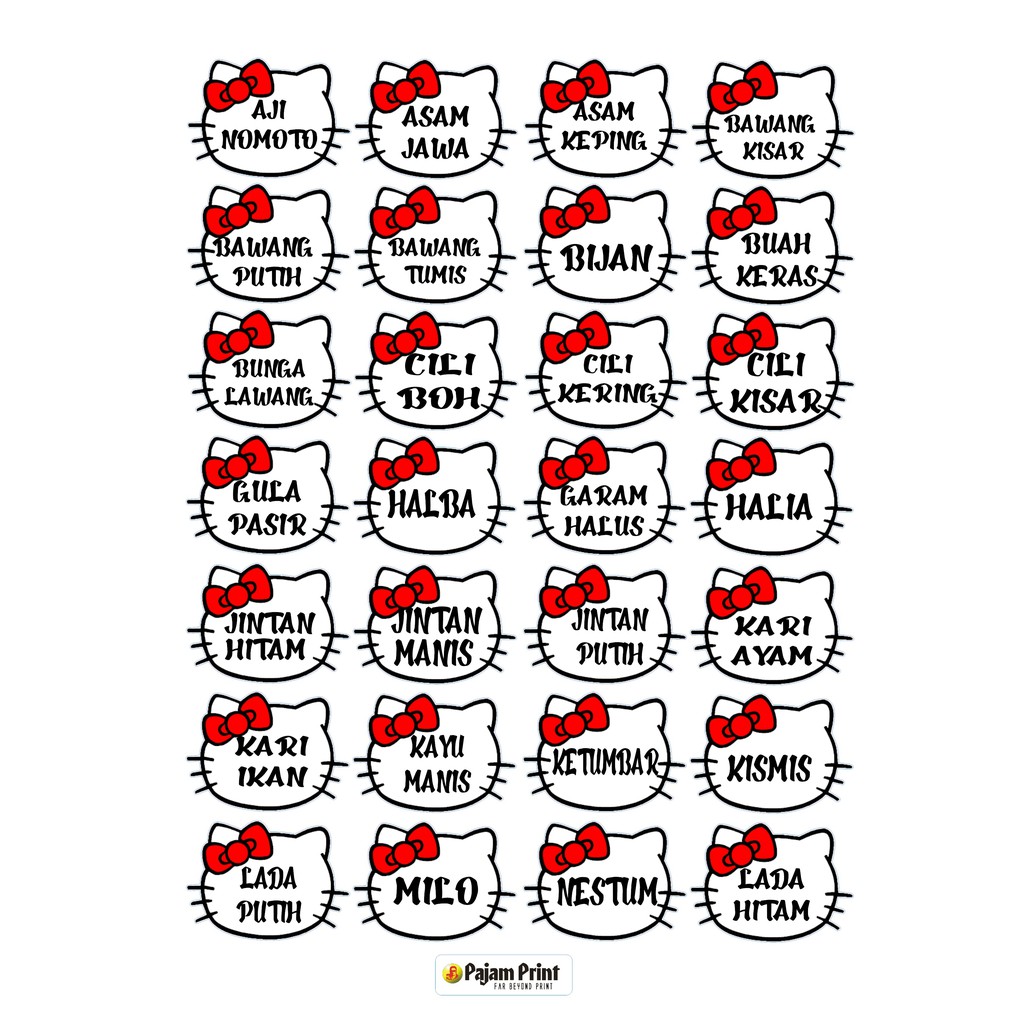 STIKER NAMA BAHAN MASAKAN ( Tampal pada Balang ) | Shopee Malaysia