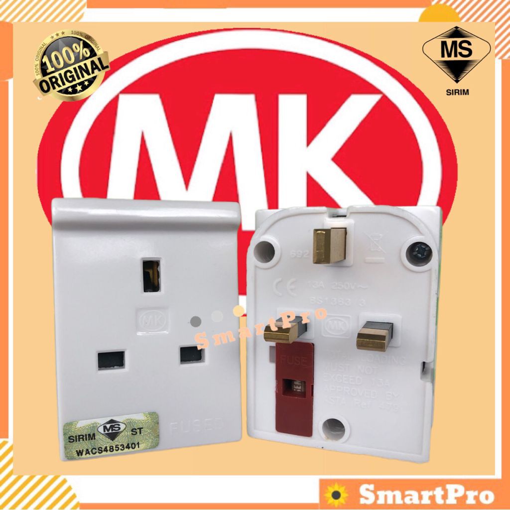 MK Heavy Duty Bakalite 13A MK 3 Way Adapter MK692 3 Way Adaptor sirim ...