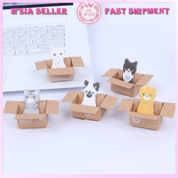 Cute Kitten Sticky Note Bookmark Mini Size Spotted White | PGMall