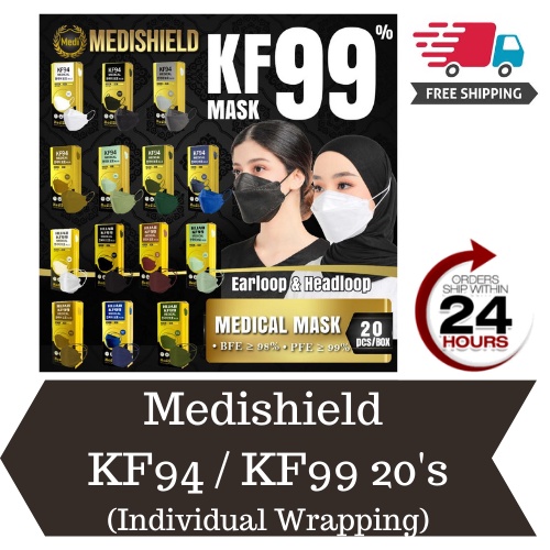 (Pelitup Muka, Face Mask) MediShield KF94 4 Layer Medical Face Mask 20 ...