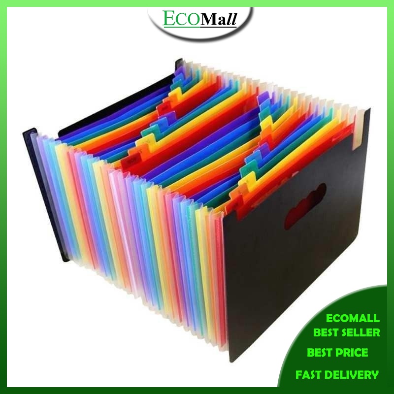 24 Pockets Expanding File Folder Document Organizer for A4 Paper with ...