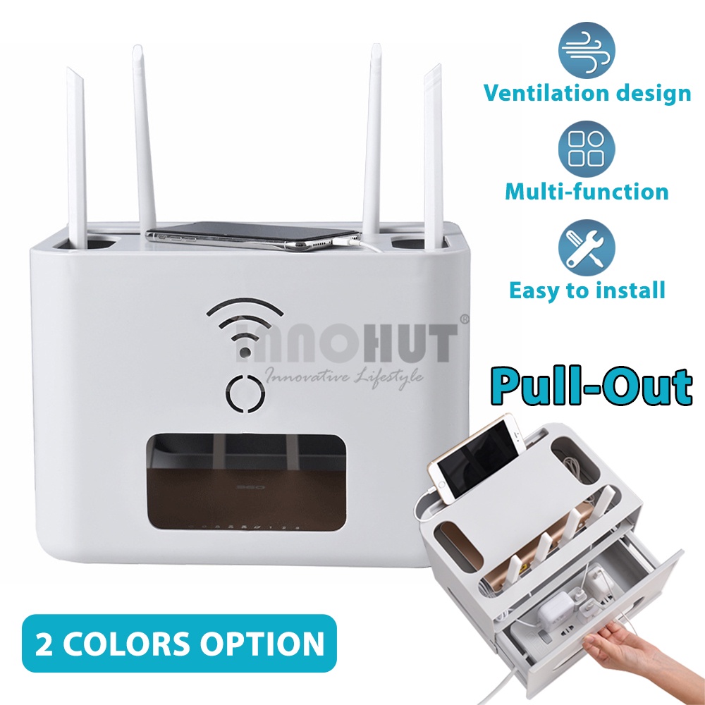 Innohut Wireless Router Storage Box Cord Management Container Modem And ...