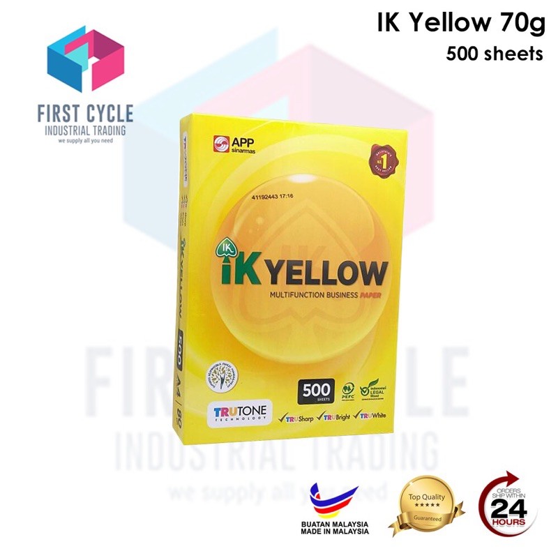 IK YELLOW 70GSM 500 SHEET A4 COPIER PAPER | Shopee Malaysia