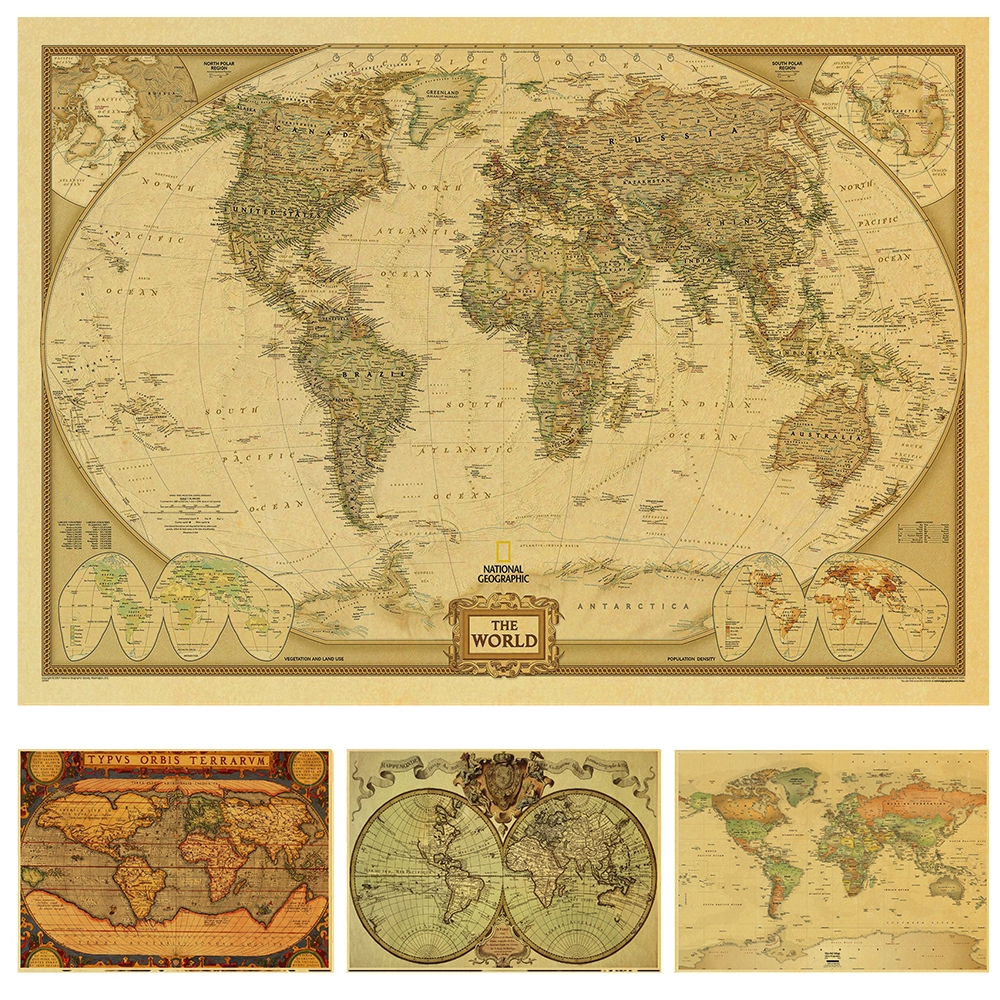 Vintage poster Ancient Old City World Maps Middle Earth old Map Poster ...
