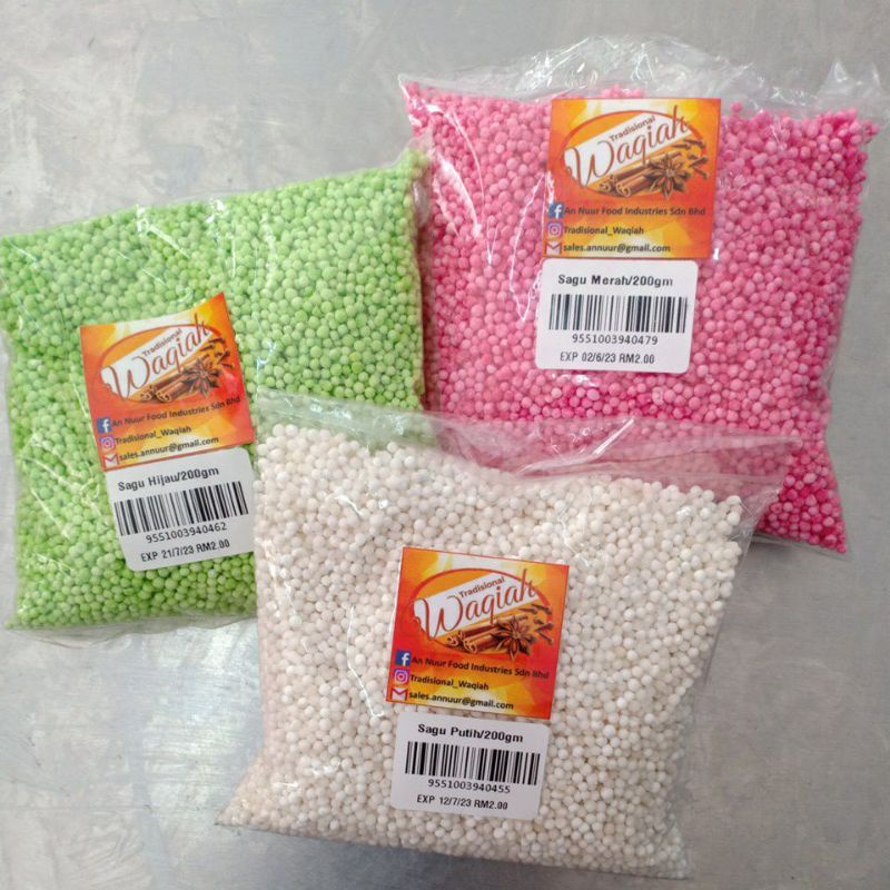 Sagu halus ,(Waqiah) , muslim, 200g, sagu gula melaka, sagu warna ...