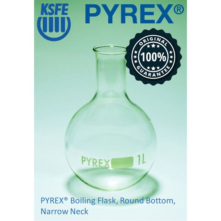 Pyrex Boiling Flask, Round Bottom & Narrow Neck, Original from UK ...