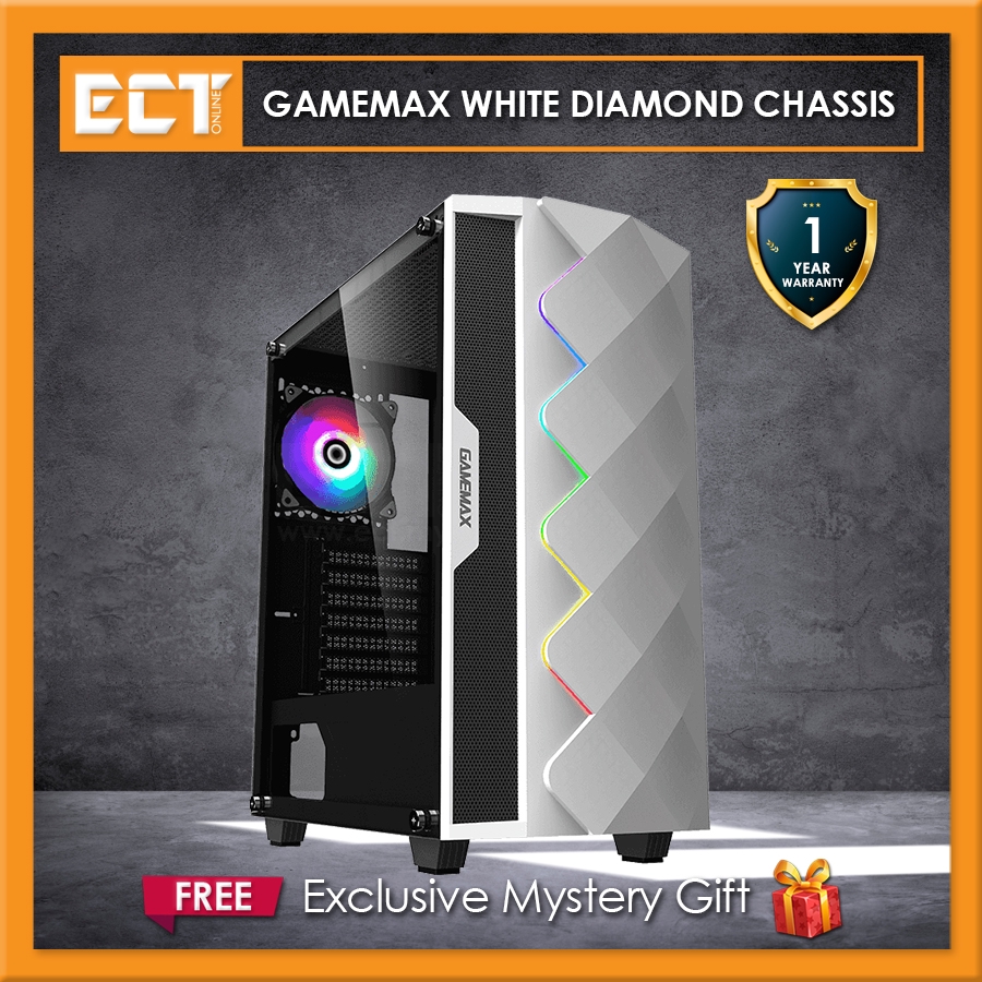 Gamemax White Diamond ARGB Tempered Glass Mid Tower Gaming Computer ...