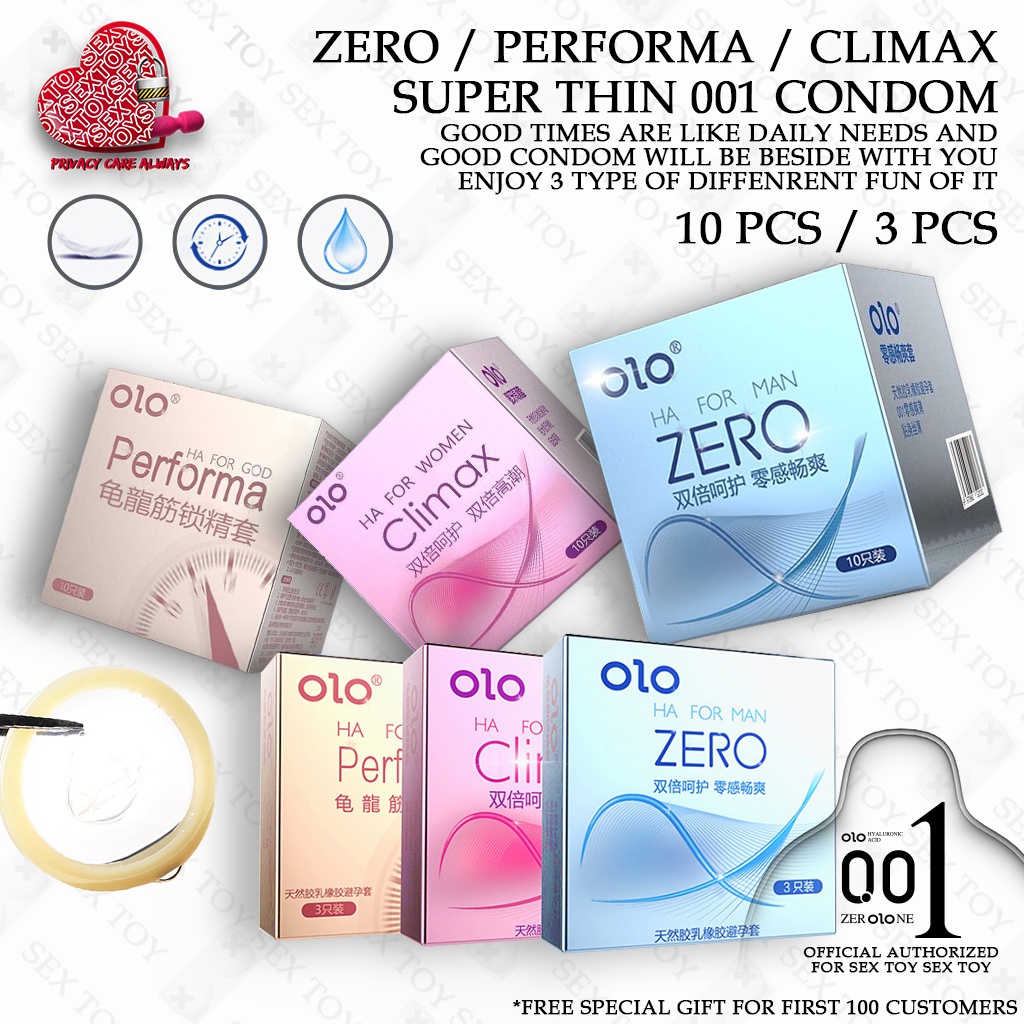 [ Zero / Performa / Climax Super Thin 001 Condom ] Official OLO Condom Sex Kondom Nipis Adult ...