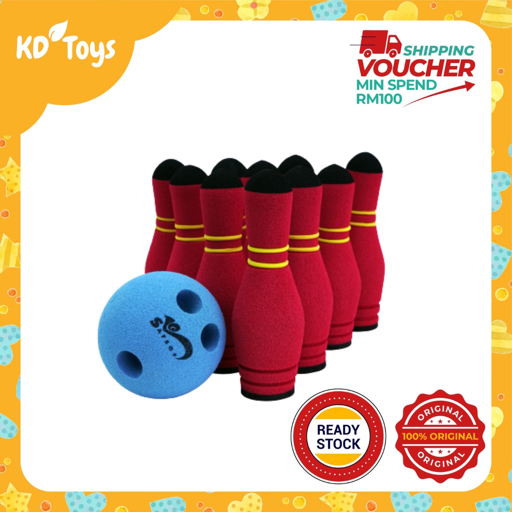 MINI BOWLING SET 10 PINS brand SAFSOF Kids Soft Ball sets for ...