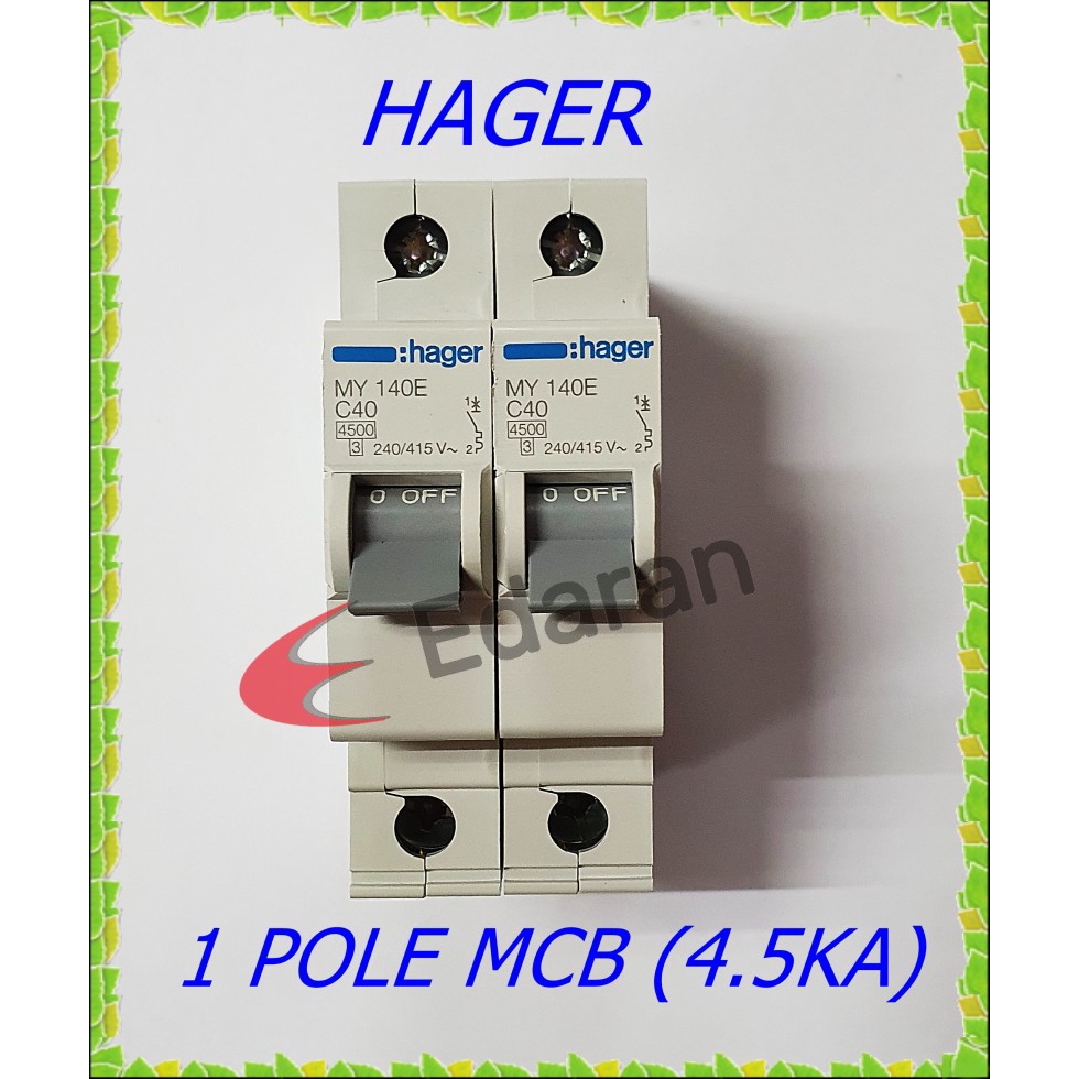 HAGER 1 Pole MCB 40A (4.5KA) C CURVE (SIRIM Approve) | Shopee Malaysia