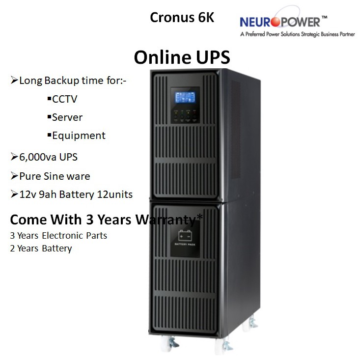 Neuropower Cronus 6000va Tower Online UPS (Include 12v 9ah Battery ...