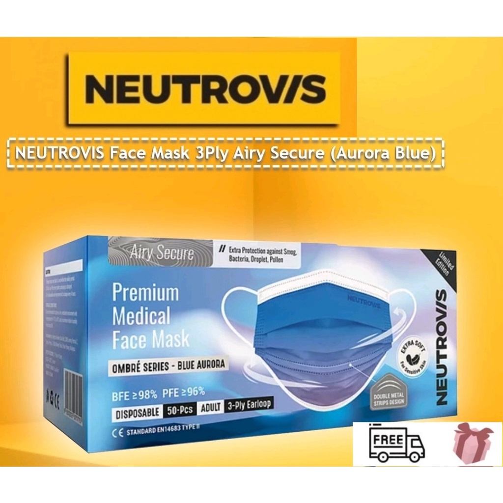 Neutrovis Premium Medical Face Mask 3ply Blue Aurora / Dusty Rose ...