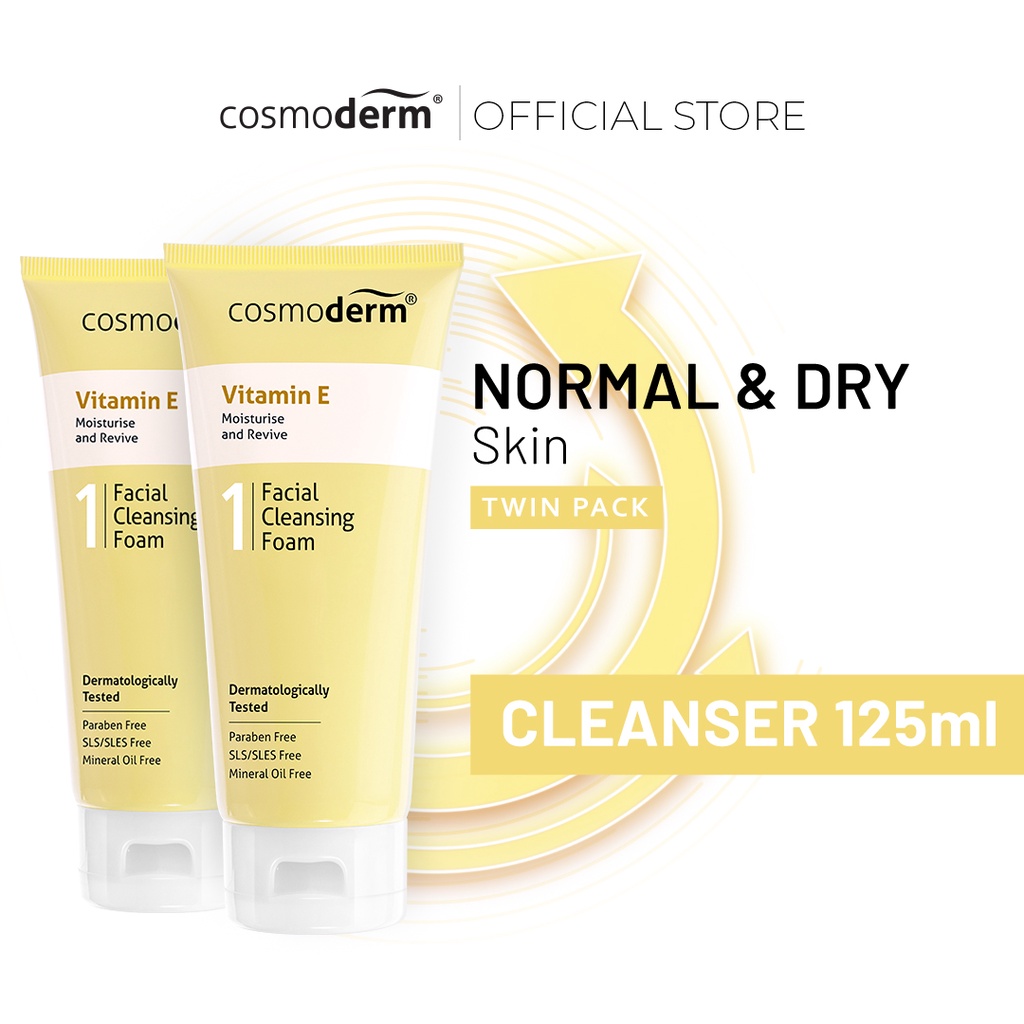 (TWIN PACK) Cosmoderm Vitamin E Facial Cleansing Foam 125ml | Shopee ...