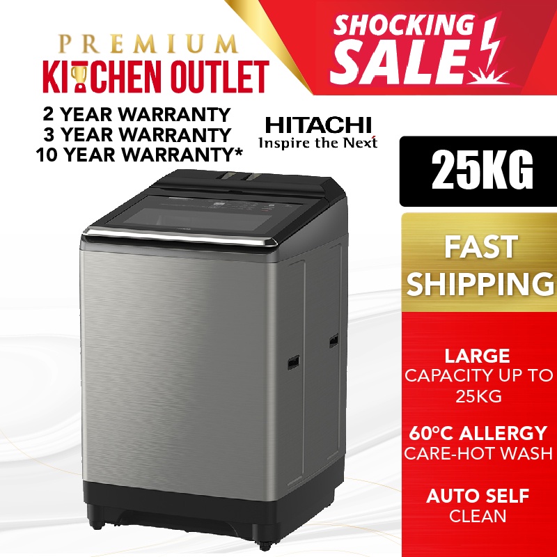 Hitachi 25KG Top Load Inverter Washing Machine SF-250ZFVAD | Dual Jet ...