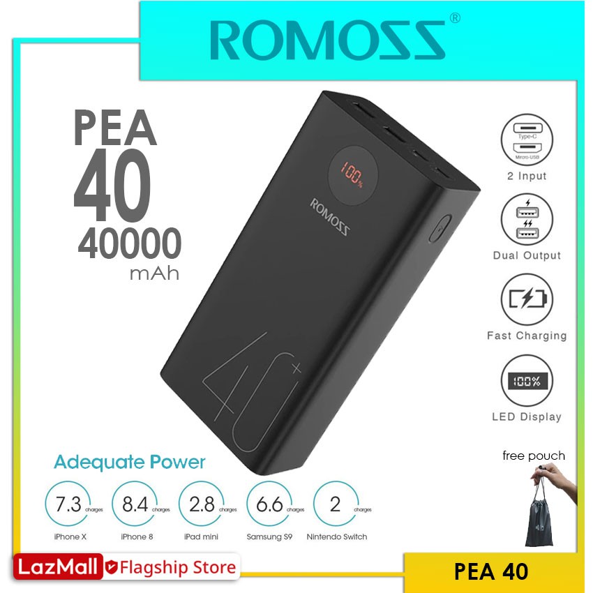 ROMOSS PEA40 Zeus 40000mAh QC3.0 18w Fast Charing High Capacity ...