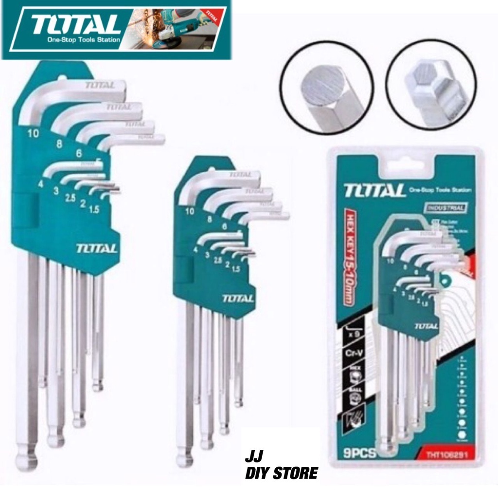 Total Allen Key 1.5-10mm T10-T50 Torx Key 9pc Ball Point Hex KEY ...