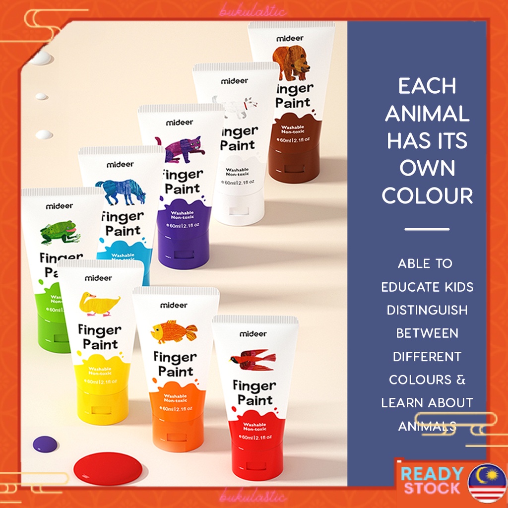 MIDEER Art & Craft Series-Finger Paint (8 Colors) | Warna Seni Cat Jari ...