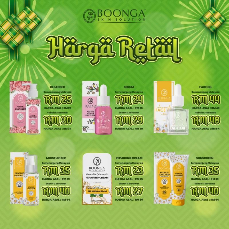 SET COMBO RAYA BOONGA SKINCARE / CLEANSER /MOISTURISER/SUNSCREEN/SERUM ...