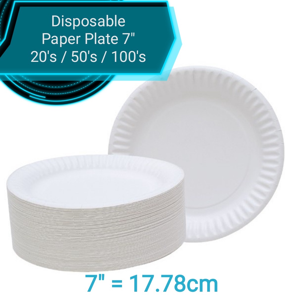 (Ready Stock) Disposable & Recyclable 7" Paper Plates 20‘s /50’s /100’s ...