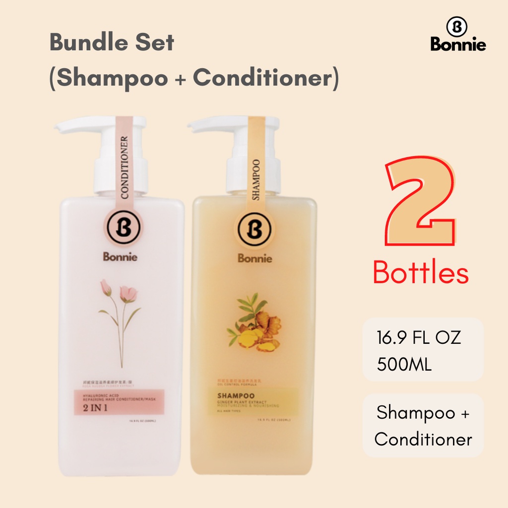 Bonnie Ginger Oil Shampoo & 2IN1 Conditioner (500ml x2) | Shopee Malaysia