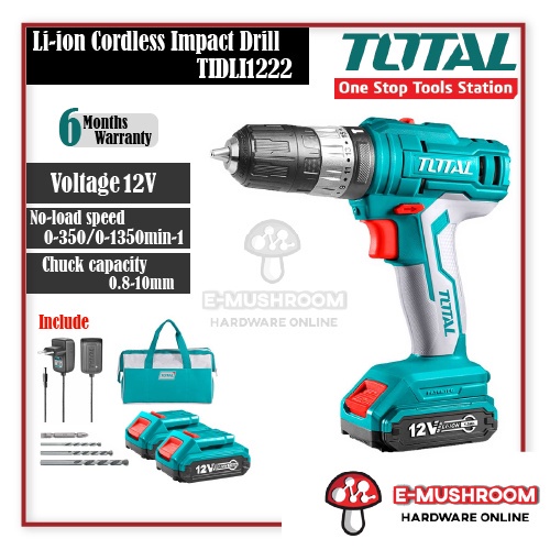 Total TIDLI1222 Cordless Drill 12V Cordless Screwdriver Drill Battery ...