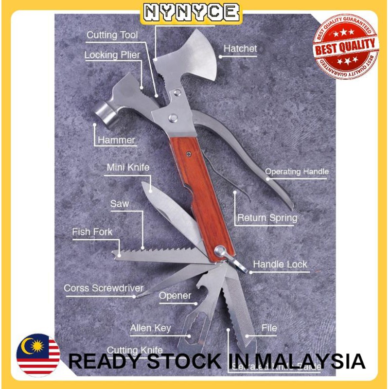 Tukul Kapak Pelbagai Fungsi Outdoor Multifunctional All in 1 Axe Hammer ...