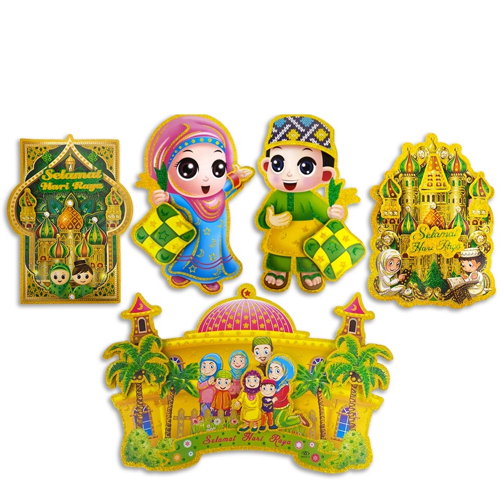 Hari Raya 3D Wall Sticker Glitter For Selamat Hari Raya Decor ...