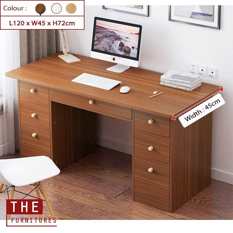 office table desk with drawer/meja office berlaci/study table | Shopee ...