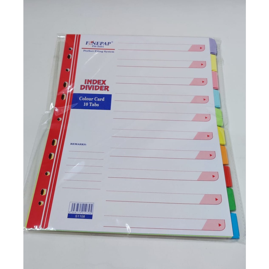 Finepap File Index Divider - 10 Tabs/Colours x 5 Sets ( FW 1008 / S ...