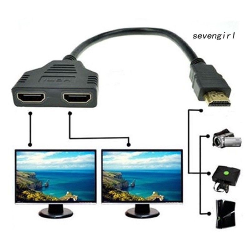 🌸READY STOCK🌸1080P HDMI Port Male to 2 Female 1 In 2 Out Splitter Cable ...