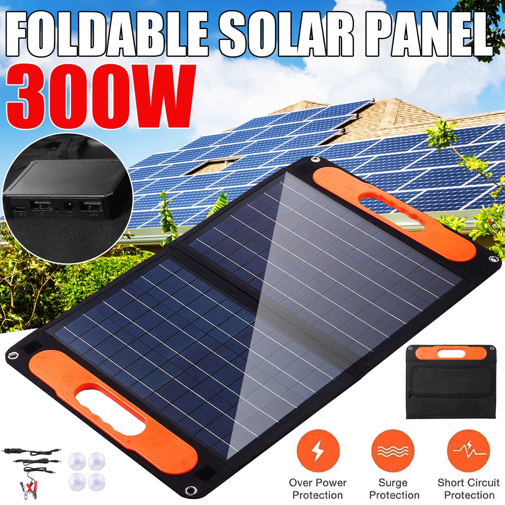 300W Foldable Solar Panel Dual USB/TYPE C/DC Outdoor Protable Folding ...