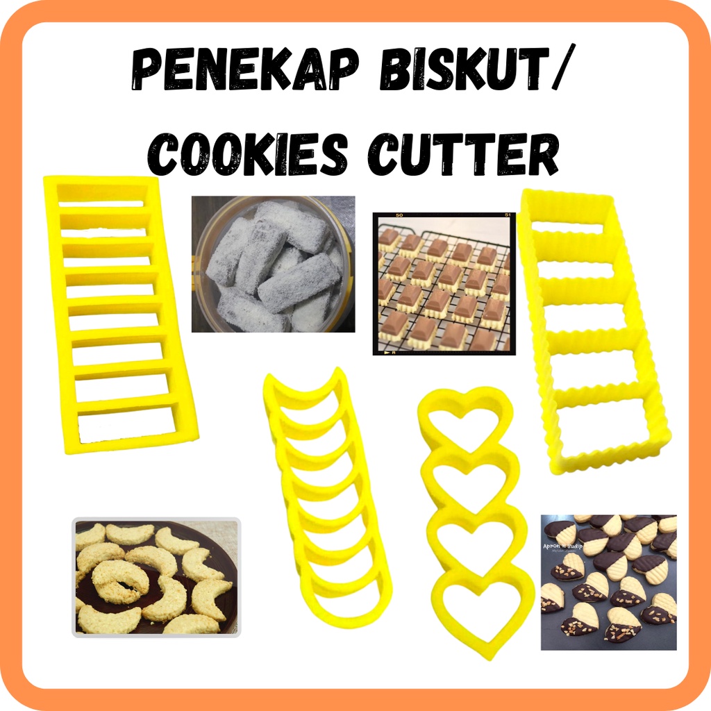 Penekap Biskut Cookies Cutter Rectangle love Jejari Crescent Moon ...